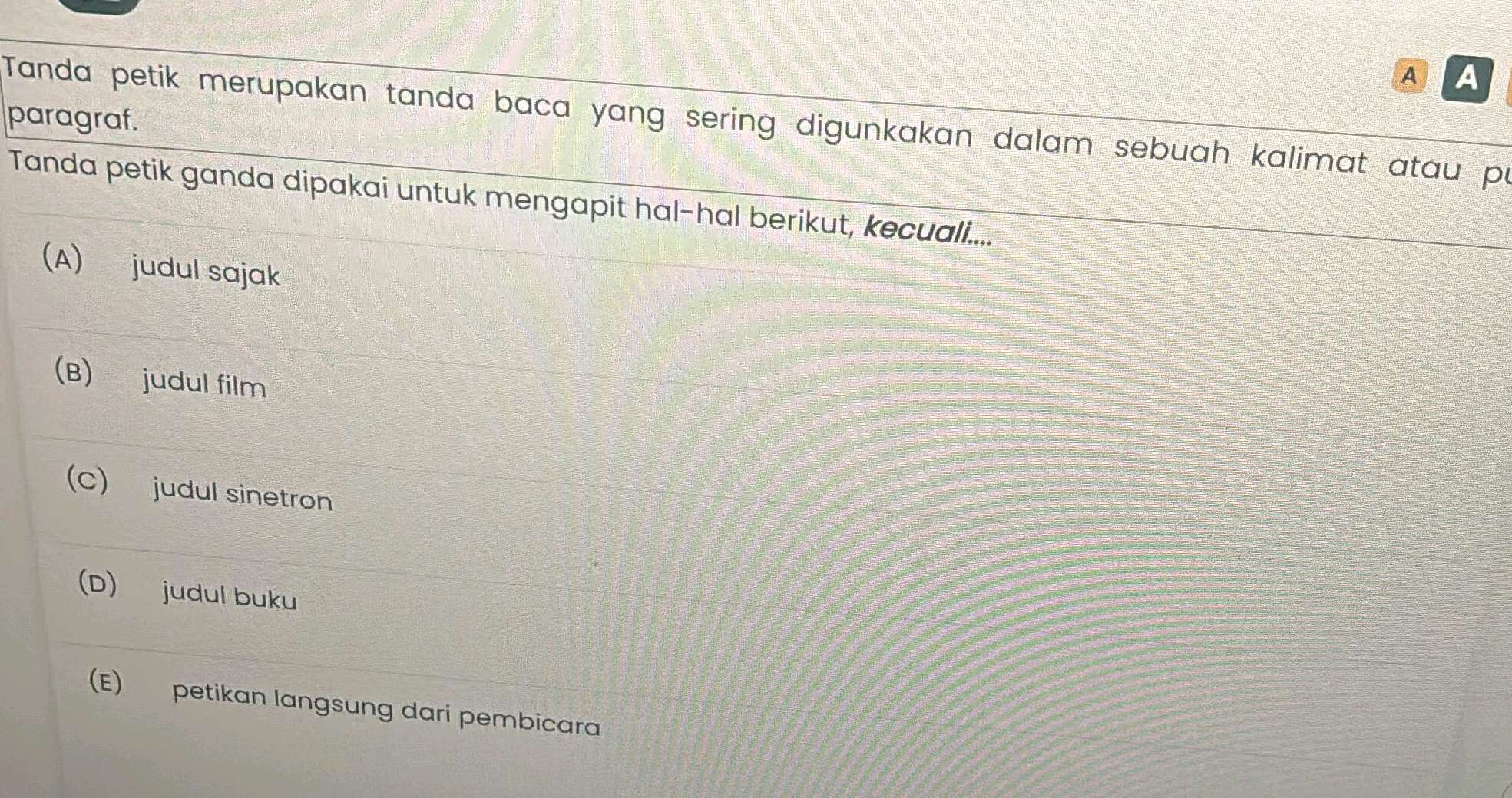 Tanda petik merupakan tanda baca yang sering | StudyX