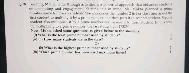 Q38 Teaching Mathematics through activities | StudyX