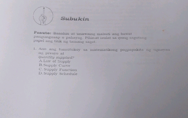 Subukin Panuto Basahin at unawaing mabuti | StudyX