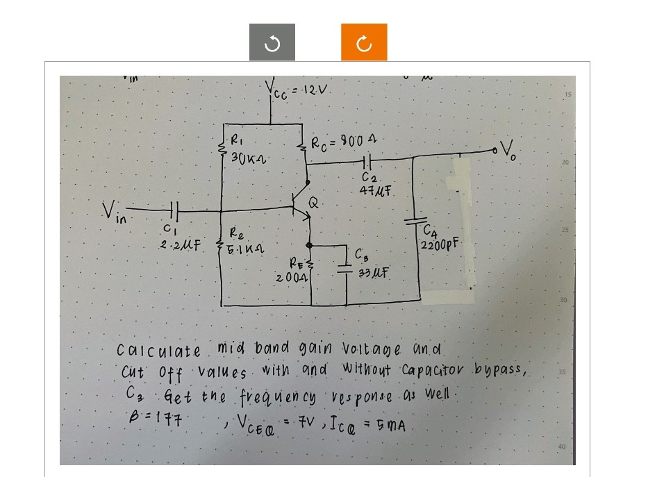 15 20 30 calculate mid band gain voltage and | StudyX