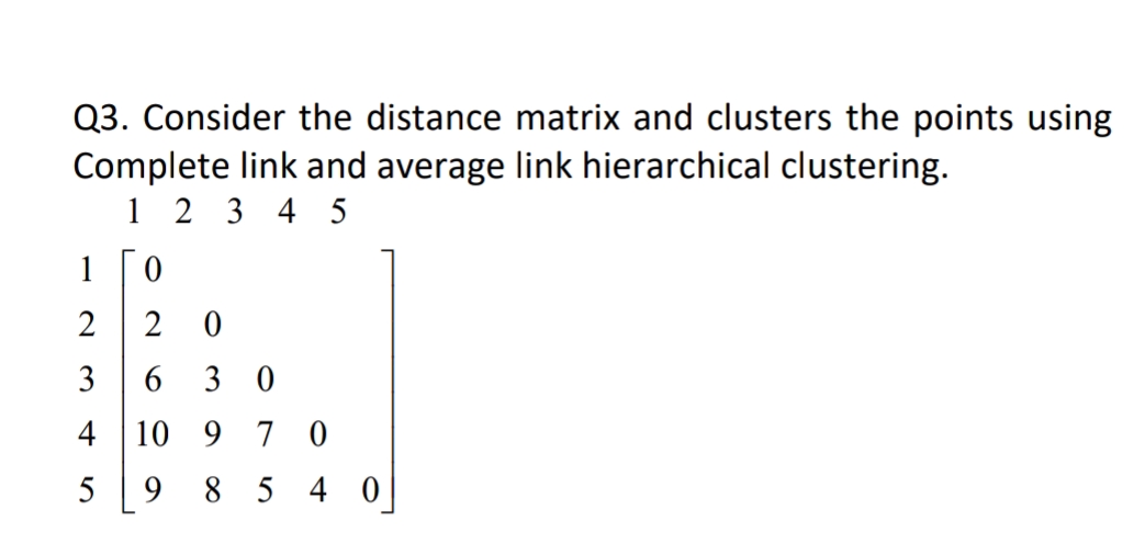Q3 Consider the distance matrix and clusters | StudyX