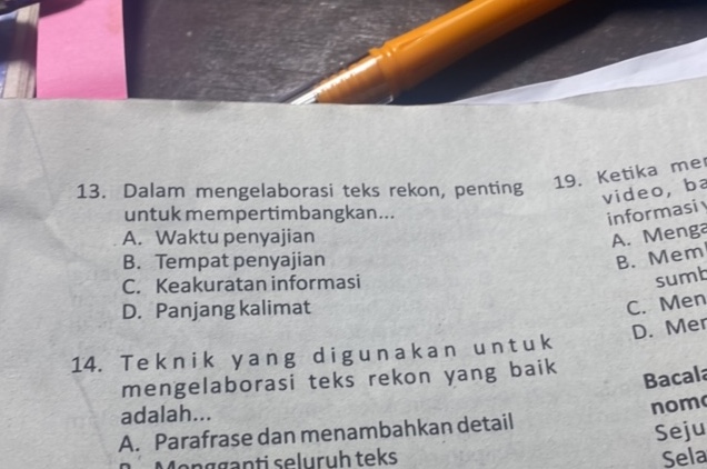 13 Dalam mengelaborasi teks rekon penting 19 | StudyX