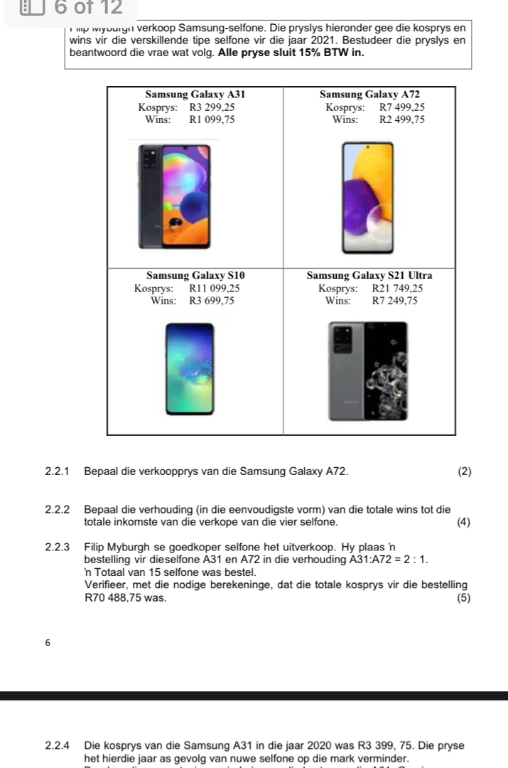 6 of 12 wins vir die verskillende tipe | StudyX