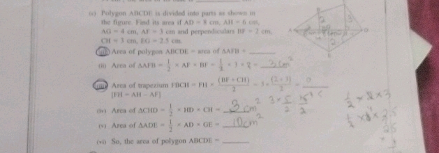 Polygon ABCDE is divided into parts as shown | StudyX