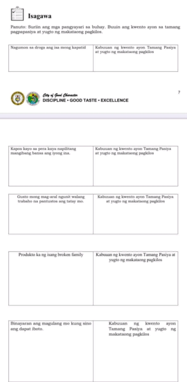 Isagawa Panuto Suriin ang mga pangyayari sa | StudyX