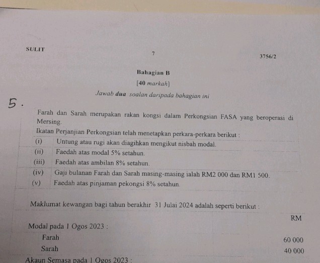 5 Farah dan Sarah merupakan rakan kongsi | StudyX