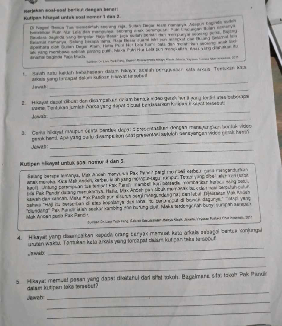 Kerjakan soal-soal berikut dengan benar | StudyX