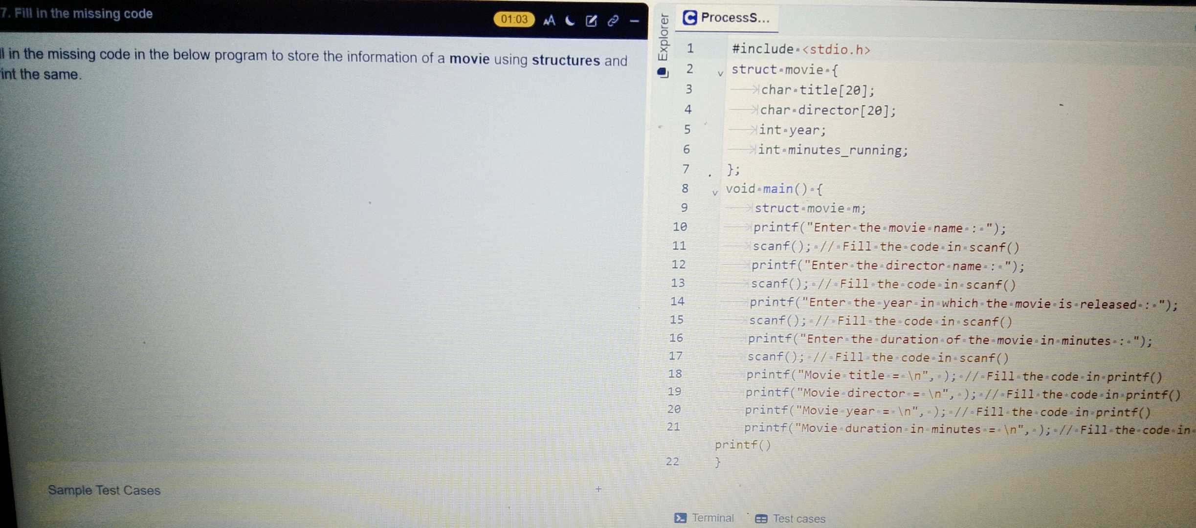 7 Fill in the missing code in the below | StudyX