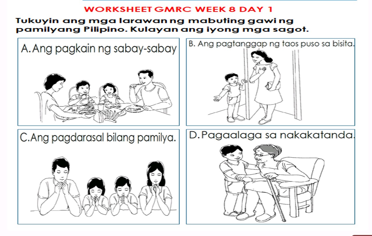 WORKSHEET GMRC WEEK 8 DAY 1 Tukuyin ang mga | StudyX
