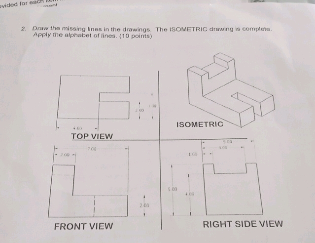 2 Draw the missing lines in the drawings The | StudyX