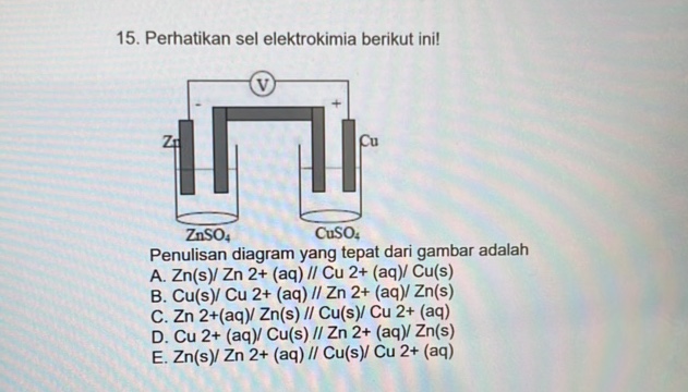 15 Perhatikan sel elektrokimia berikut ini Z | StudyX