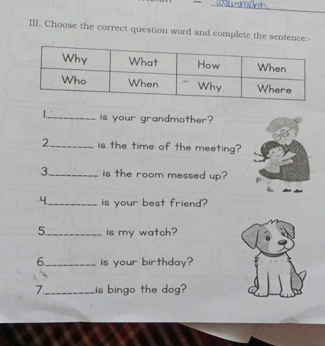III Choose the correct question word and | StudyX