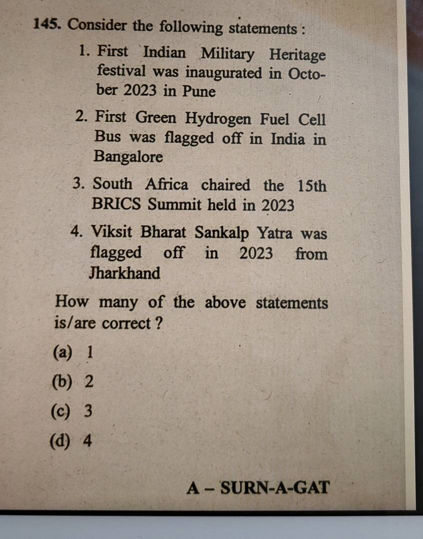 145 Consider the following statements 1 | StudyX