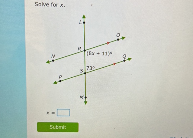 Solve for x Diagram showing two parallel | StudyX