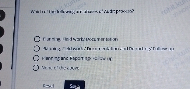 Which of the following are phases of Audit | StudyX