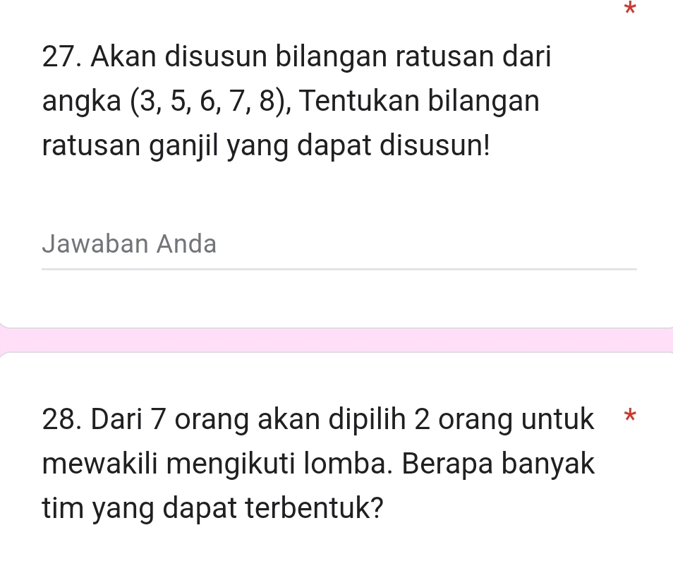 27 Akan disusun bilangan ratusan dari angka | StudyX