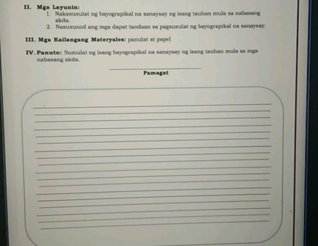 II Mga Layunin 1 Nakasusulat ng bayograpikal | StudyX