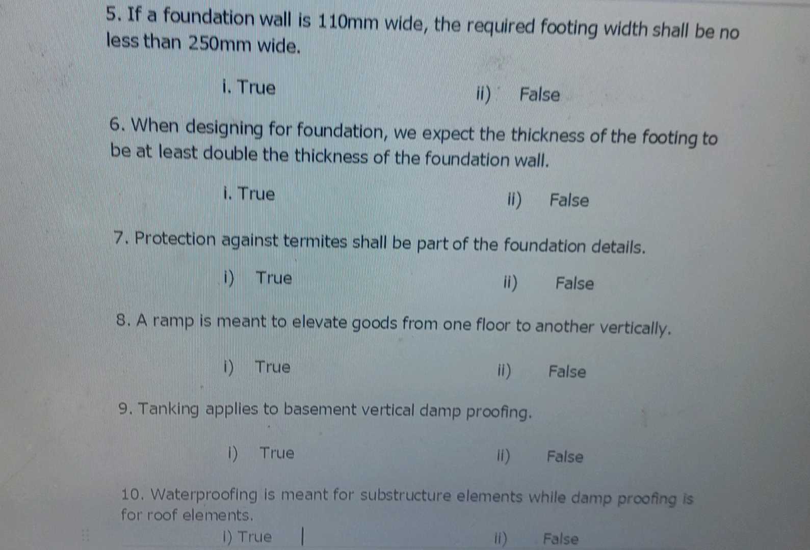 5 If a foundation wall is 110mm wide the | StudyX