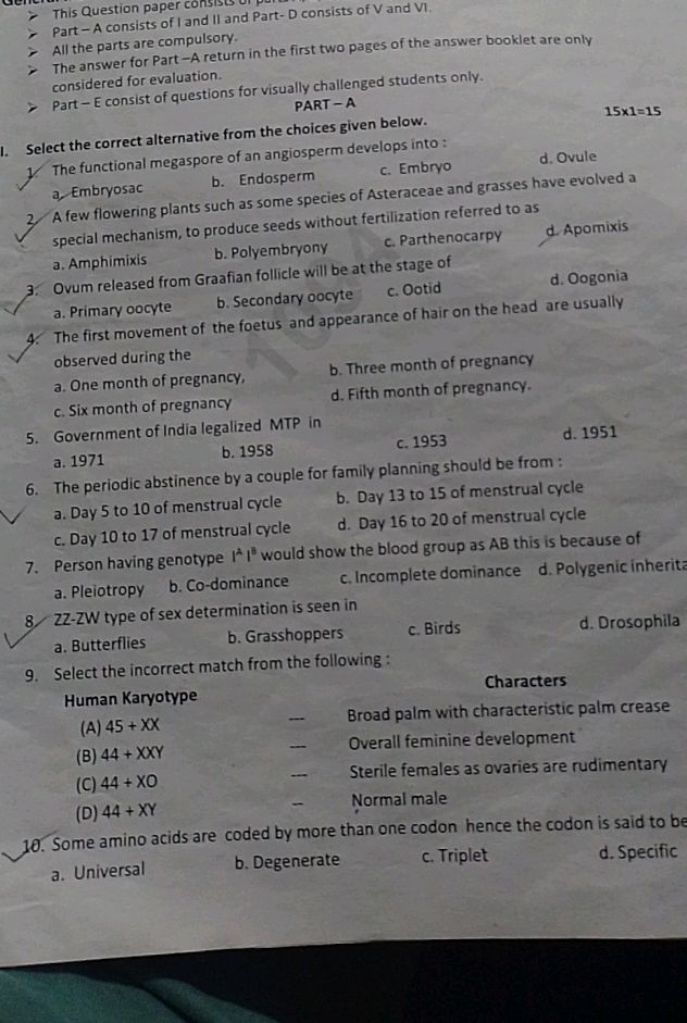 / This Question paper co Part - A consists | StudyX