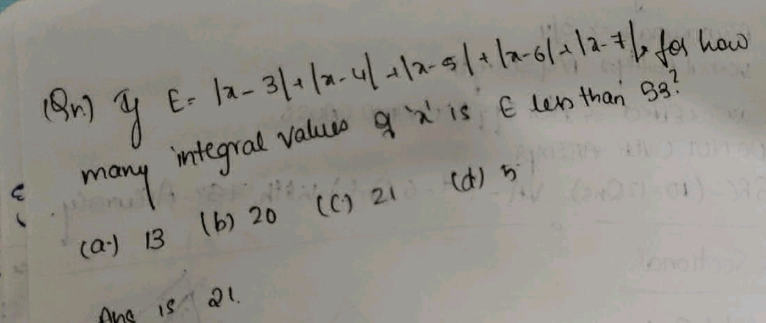 ( Q ) y = x - 3 + x - 4 + x - 5 + x - 6 + x
