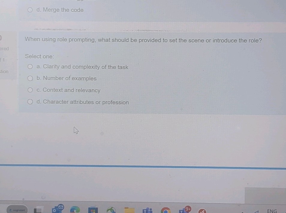 d Merge the code When using role prompting | StudyX