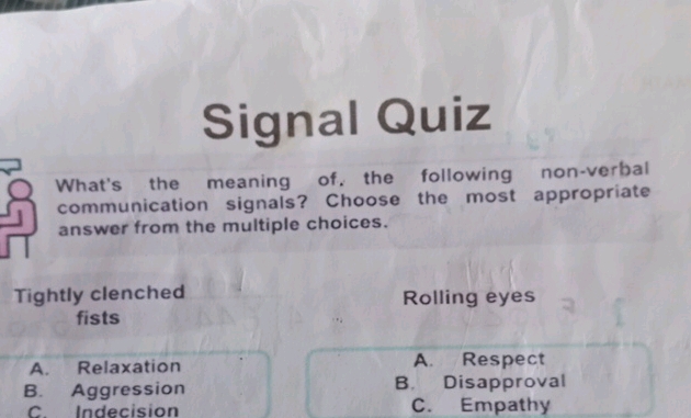 Signal Quiz Whats the meaning of the | StudyX
