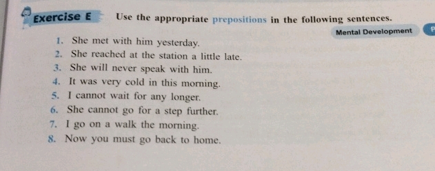 Exercise E Use the appropriate prepositions | StudyX