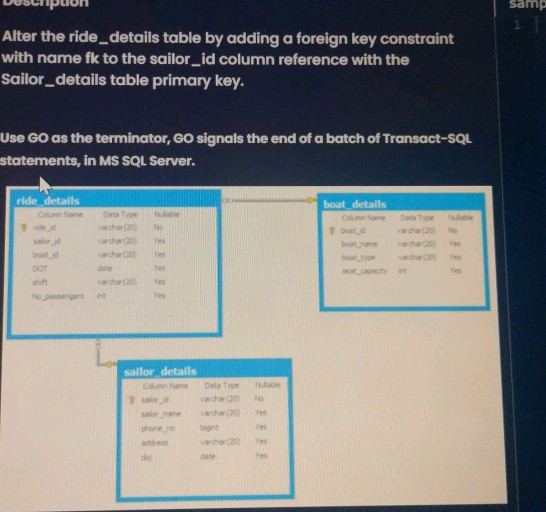 Alter the ridedetails table by adding a | StudyX