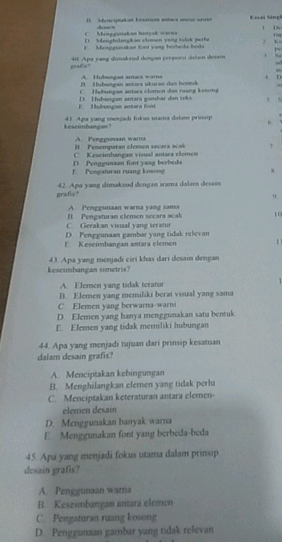 B Menciptakan kesatuan antara elemen desain | StudyX