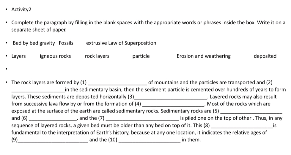 Activity2 Complete the paragraph by filling | StudyX