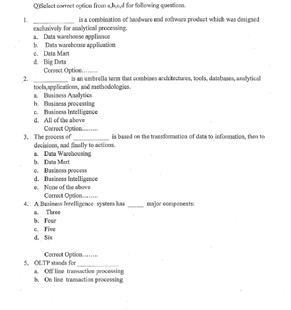 Q)Select correct option from abcd for | StudyX