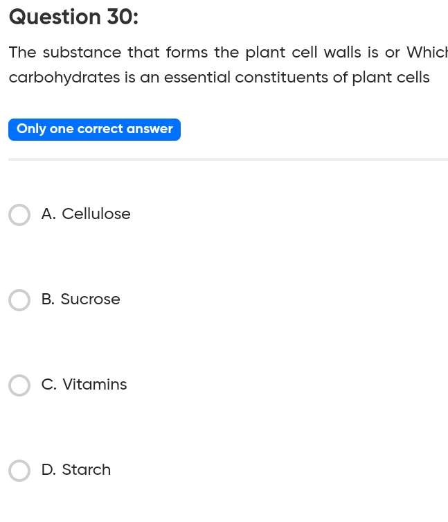 Question 30 The substance that forms the | StudyX