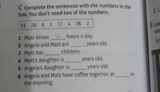 C Complete the sentences with the numbers in | StudyX