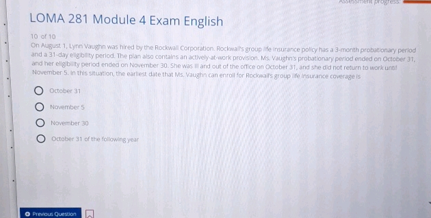 LOMA 281 Module 4 Exam English 10 of 10 On | StudyX