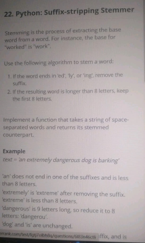 22 Python Suffix-stripping Stemmer Stemming | StudyX
