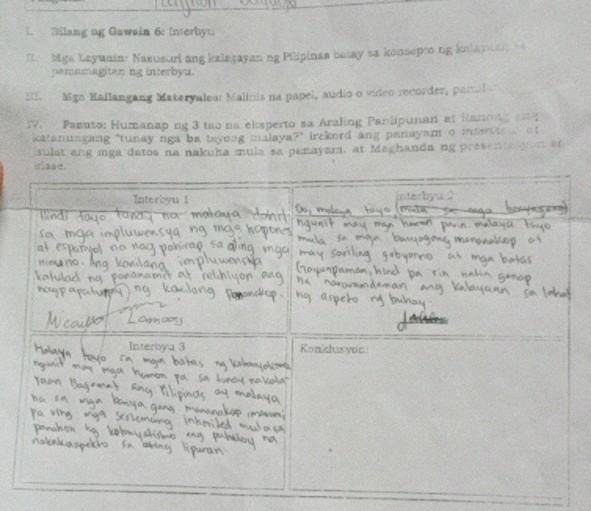 Bilang ng Gawain 6 Interbyu I Mga Layunin | StudyX