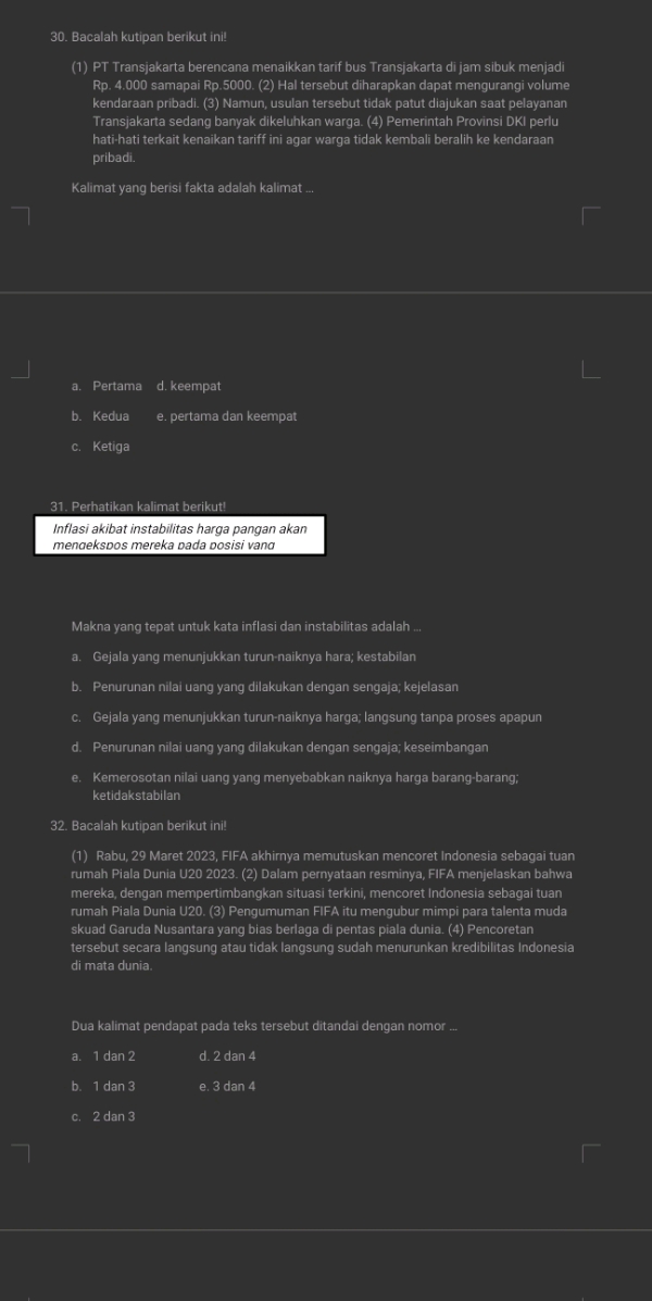 30 Bacalah kutipan berikut ini(1) PT | StudyX