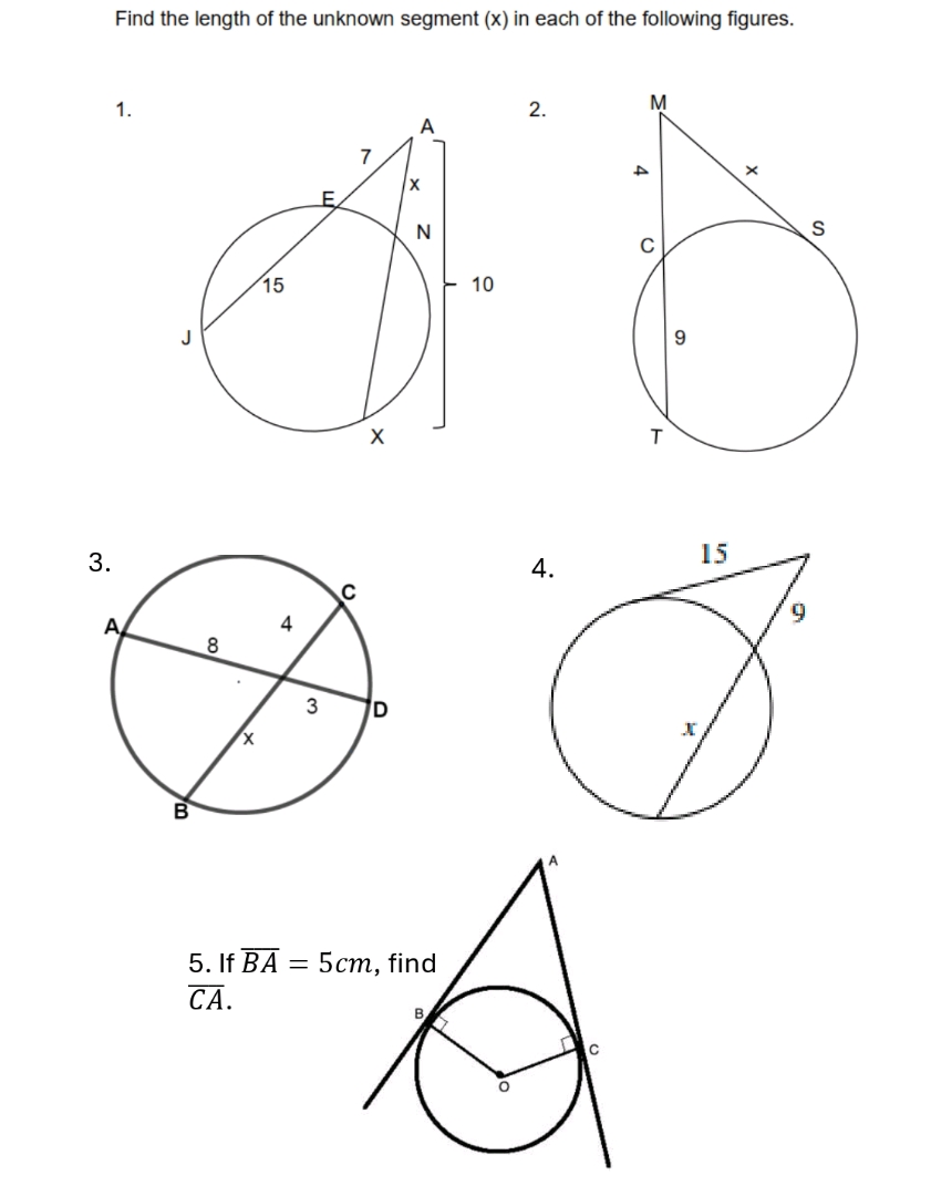 Find the length of the unknown segment ( x ) | StudyX