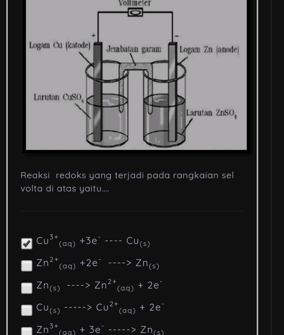 Reaksi redoks yang terjadi pada rangkaian | StudyX