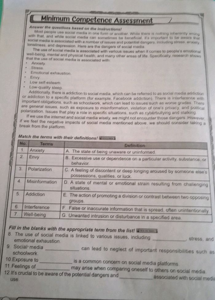 Minimum Competence Assessment Answer the | StudyX