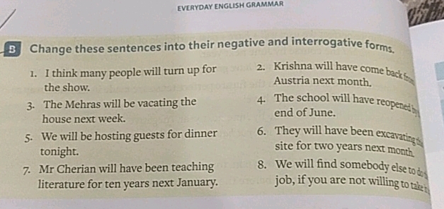 Change these sentences into their negative | StudyX