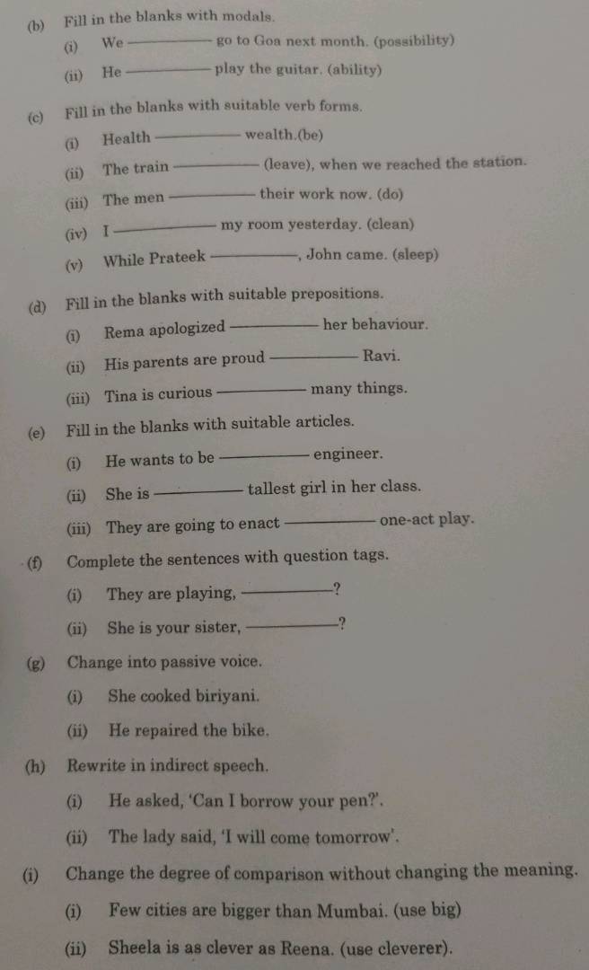 (b) Fill in the blanks with modals (i) We | StudyX