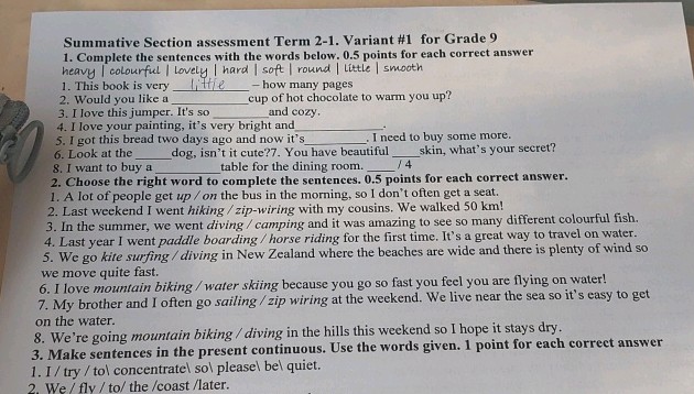 Summative Section assessment Term 2-1 | StudyX