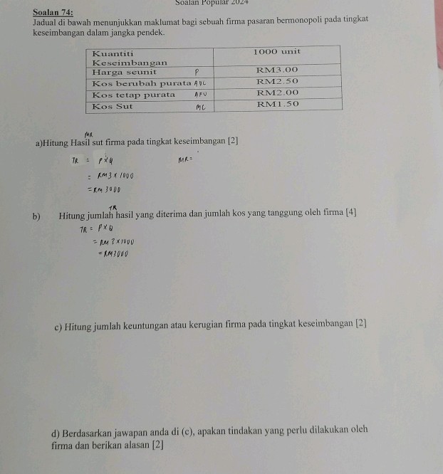 Soalan 74 Soalan Popular 2024 Jadual di | StudyX