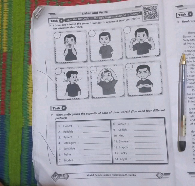 Listen and WriteTask 1 Scan the QR Code on | StudyX