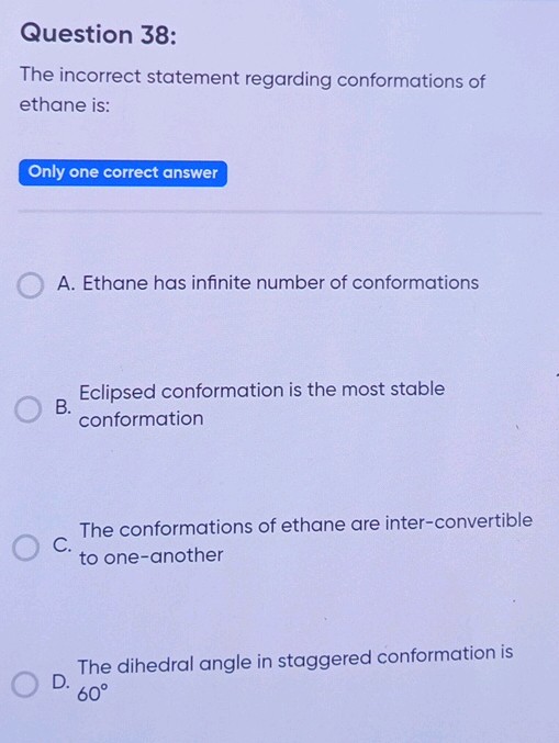 Question 38 The incorrect statement | StudyX