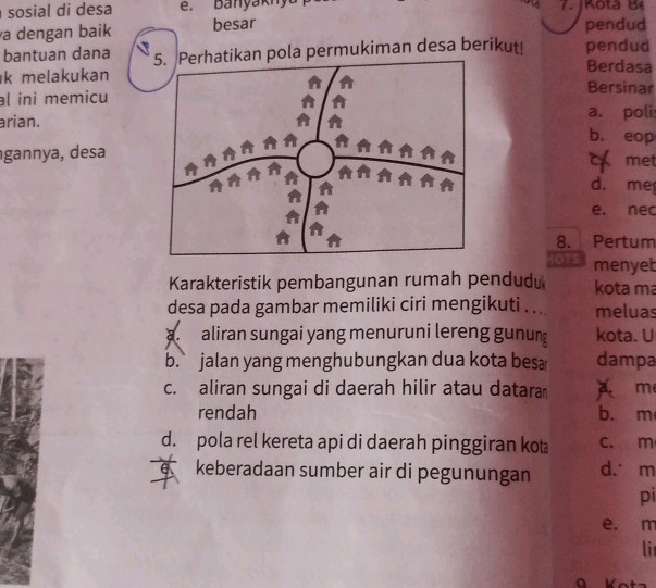 5 Perhatikan pola permukiman desa berikut | StudyX