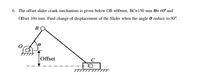 6 The offset slider crank mechanism is given | StudyX