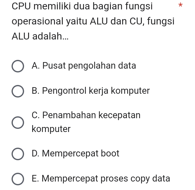 CPU memiliki dua bagian fungsi operasional | StudyX