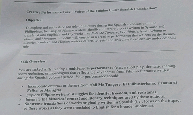 Creative Performance Task Voices of the | StudyX